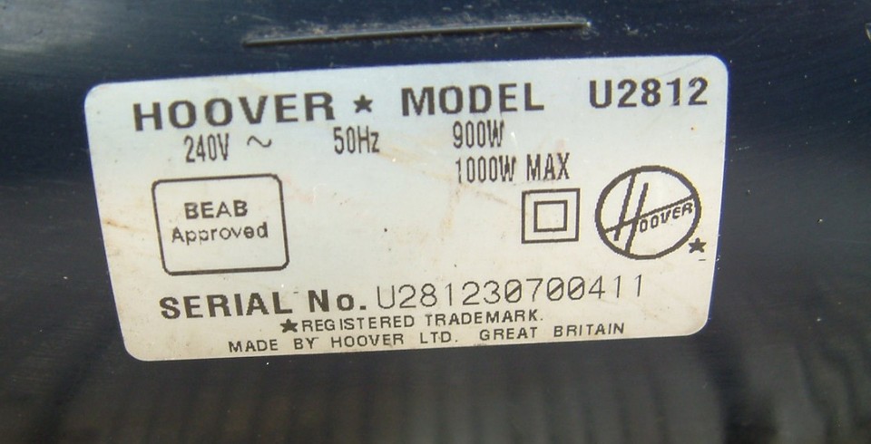 Hoover Turbopower 1000 Vacuum Cleaner U2812 1000W Permabag System 2 ...