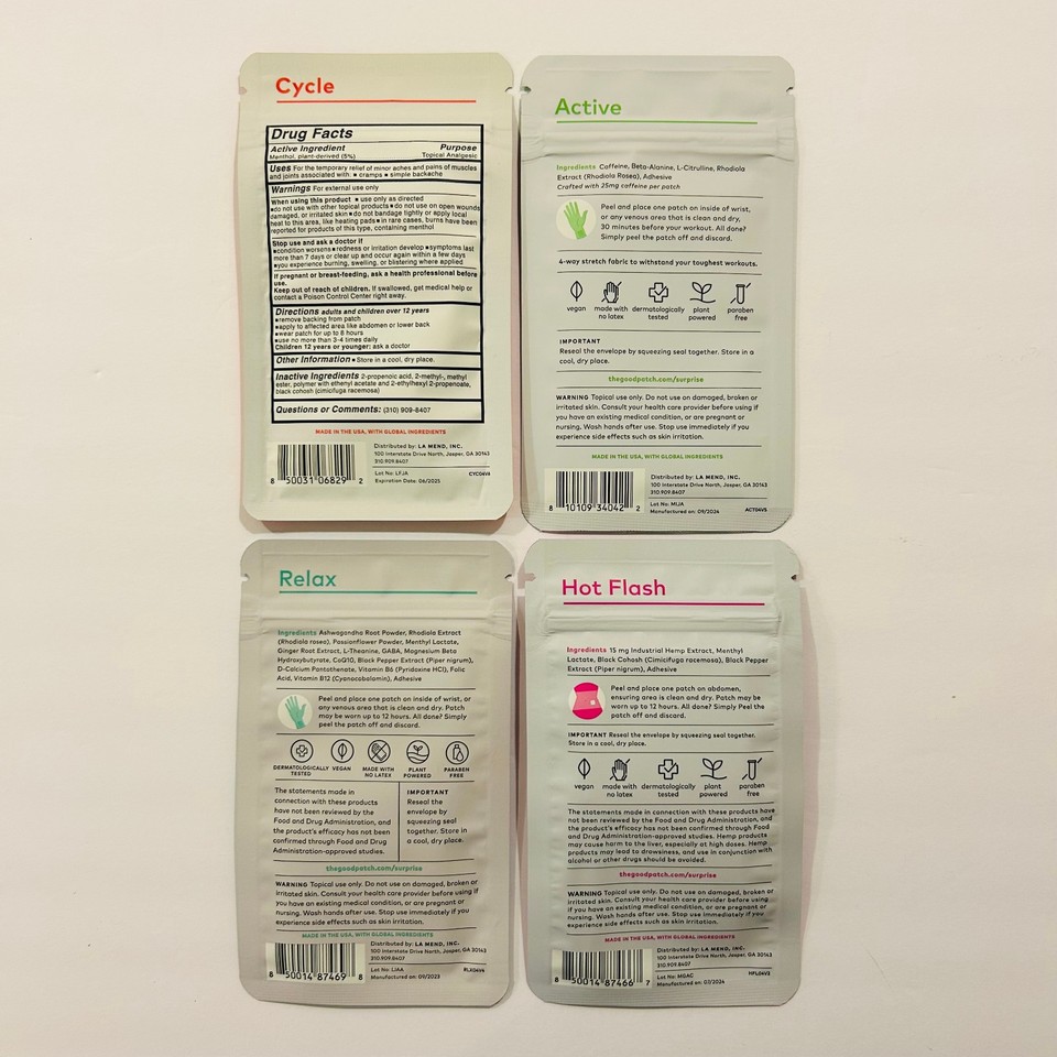THE GOOD PATCH 4 Pk! ACTIVE | RELAX | CYCLE | HOT FLASH self care zen ...