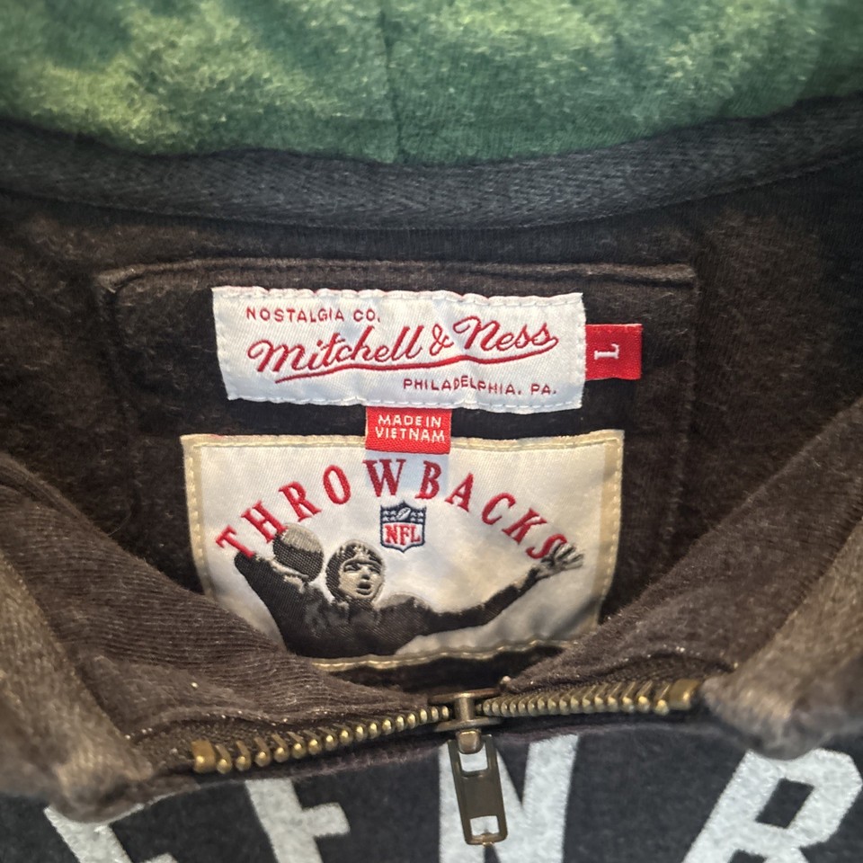 Mitchell & Ness NFL Throwback Green Bay zip Hoodie Sweat Shirt Heavy ...