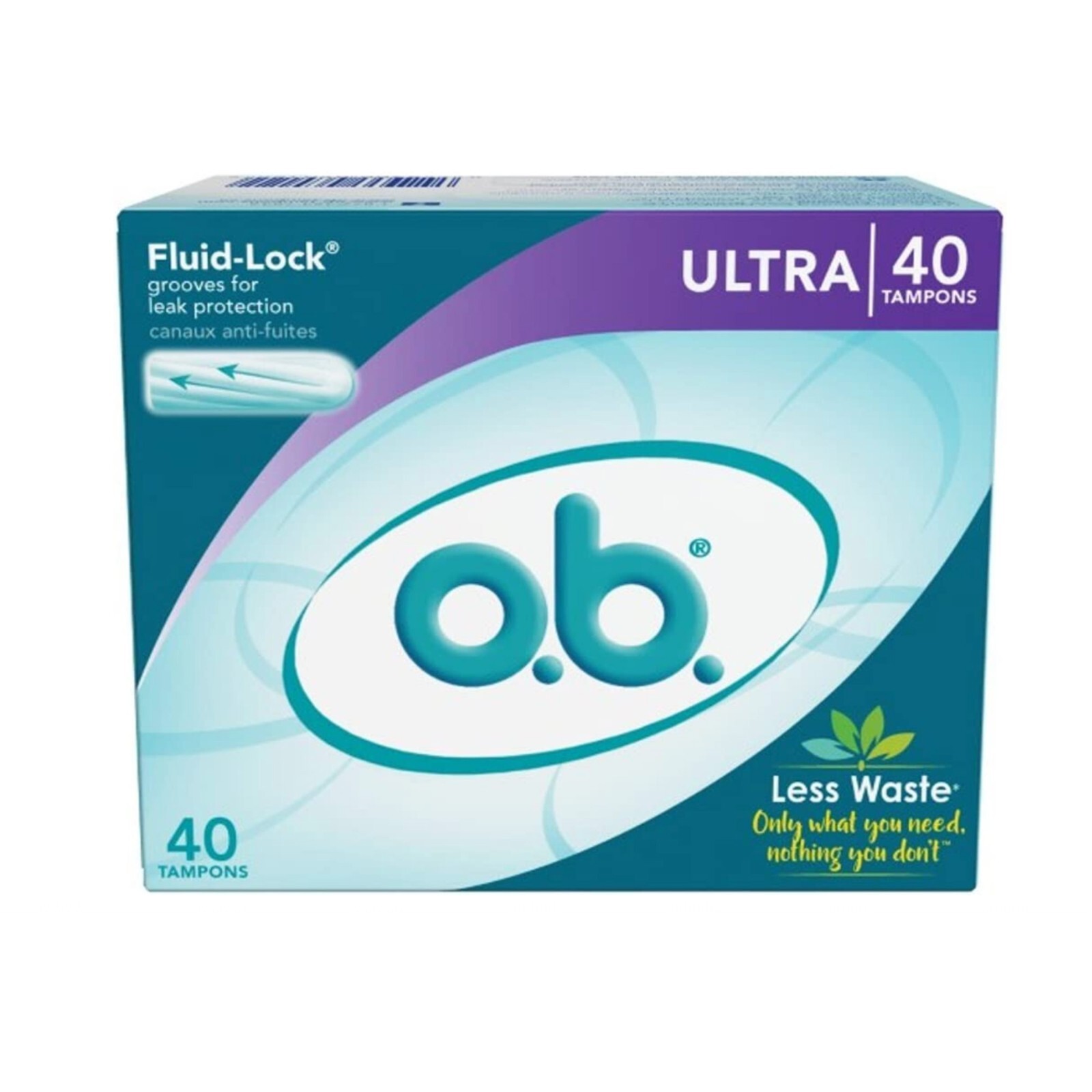 o.b. Tampons 40 Count Fluid Lock Super Absorbent (2 Pack) 80 Ct Total ...