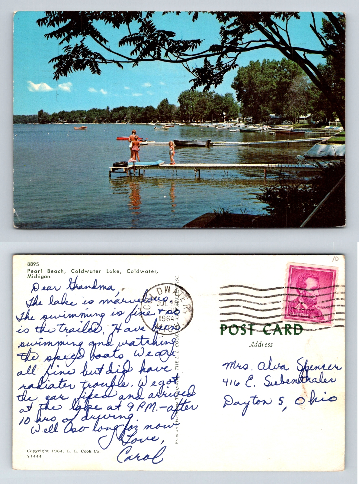 Pearl Beach Coldwater Lake Coldwater Michigan Postcard 1964 Chrome | eBay