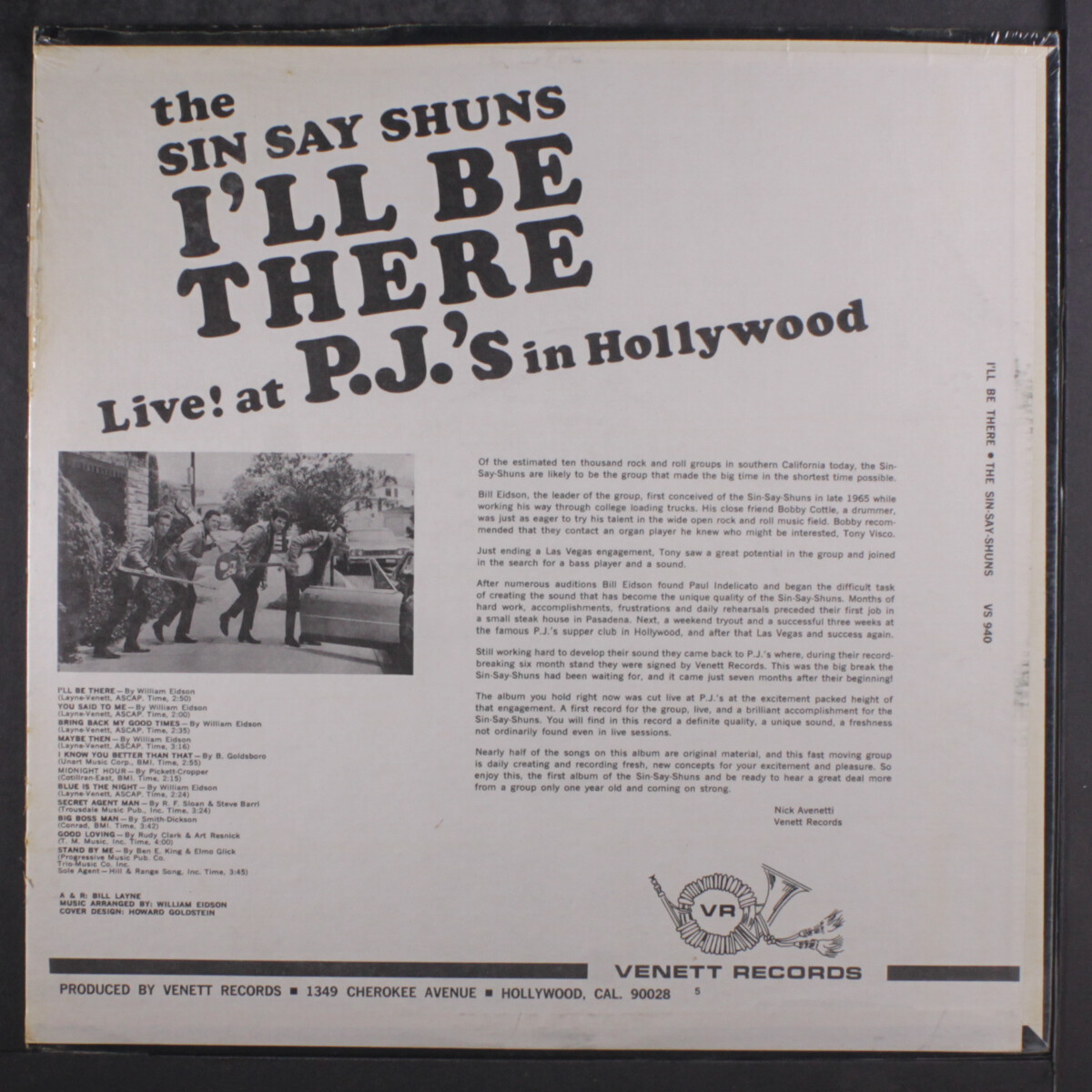 SIN-SAY-SHUNS: i'll be there (live at p.j.'s) Venett Records 12" LP 33 ...