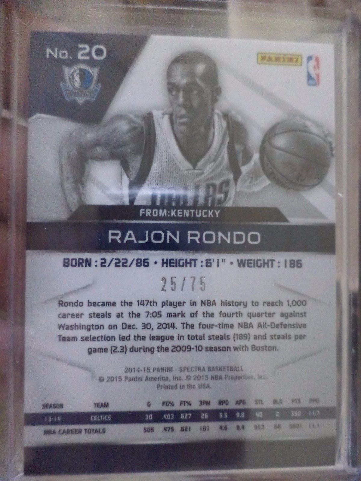 2014-15 Panini Spectra - Rajon Rondo #20 /75 for sale online | eBay