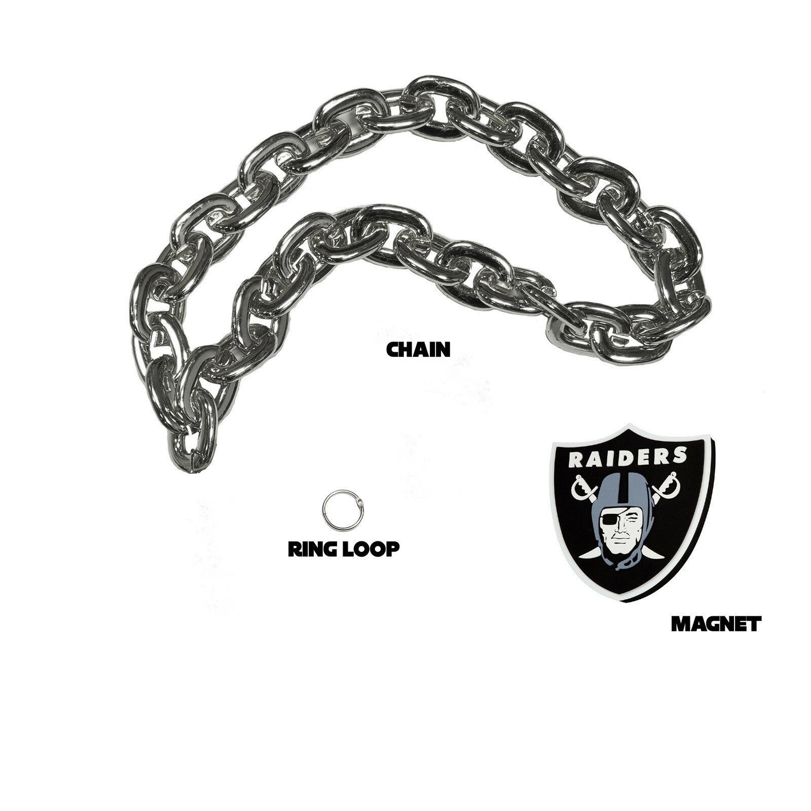 Fanfave Football-NFL Las Vegas Raiders Big Chain Necklace - Silver for ...