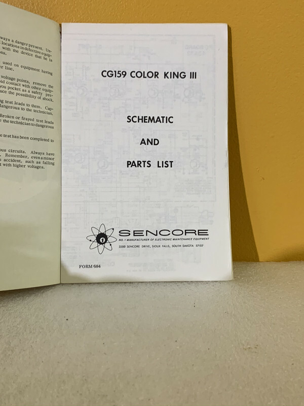 Sencore CG 159 Deluxe Color Generator Service Manual | eBay