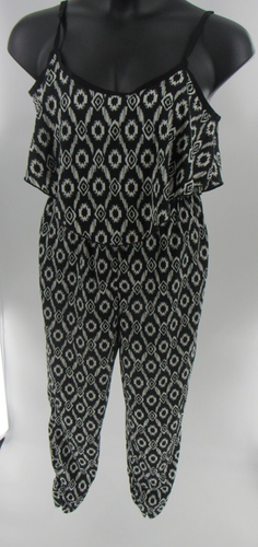 Women's Black & Ivory Aztec Print Jumpsuit Jumper Size Medium EUC | eBay