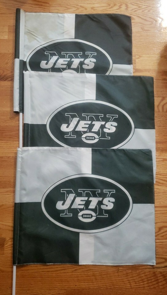 New York Jets Double Sided 16" x 20" Flags with Plastic Pole | eBay