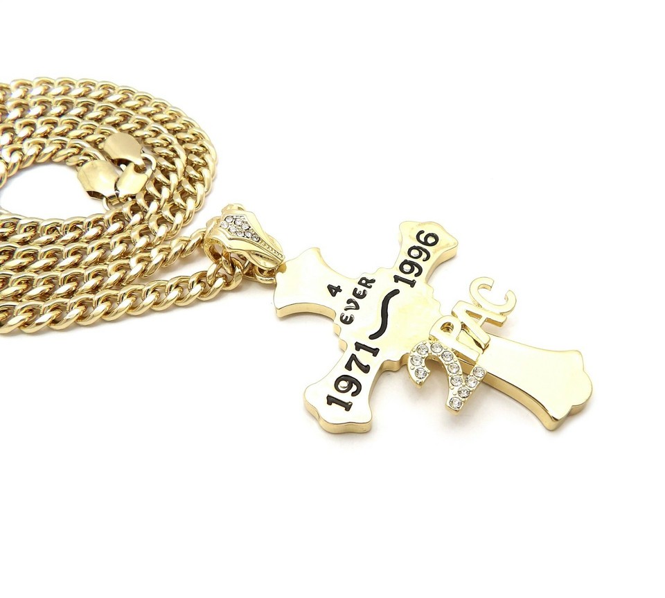 New 2PAC CROSS Pendant with 6mm 24" Cuban Chain | eBay