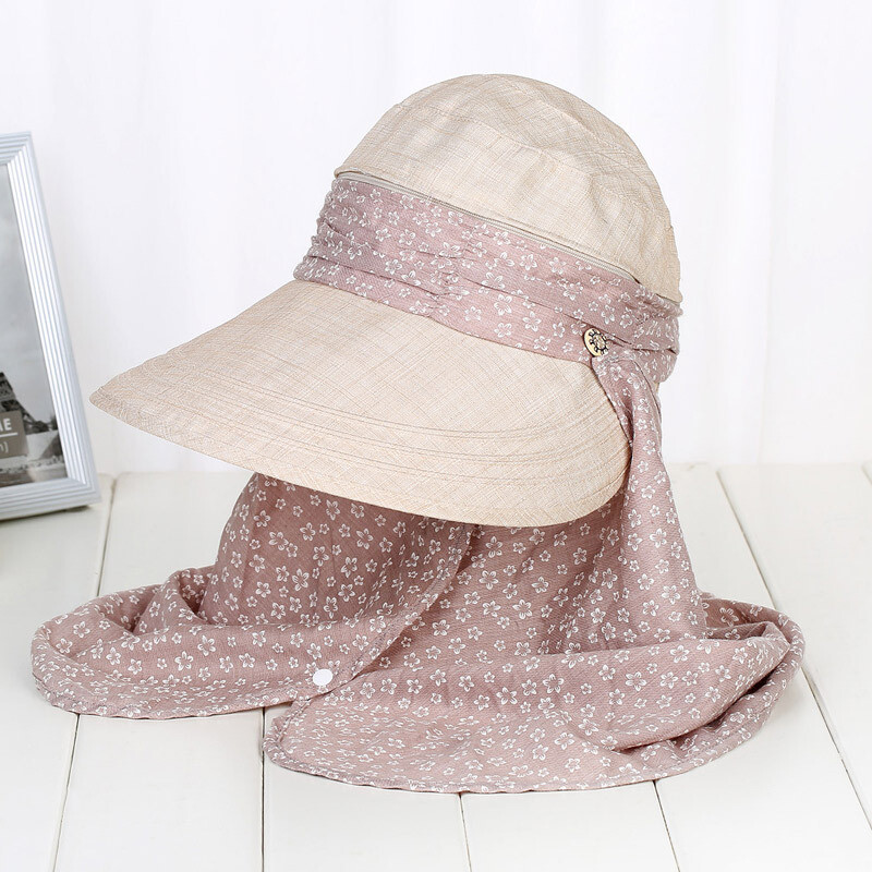 Women Summer Sun Caps Shade Hat Removable Sun Visor Cap Neck Face Head ...