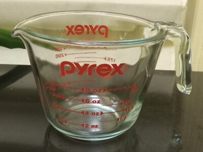 Vintage Pyrex One Cup Glass Measuring Cup Metric Ounces Red Letters ...