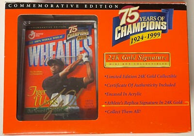 Tiger Woods Mini Wheaties 24 Kt Gold Signature Commemorative Edition 75 ...