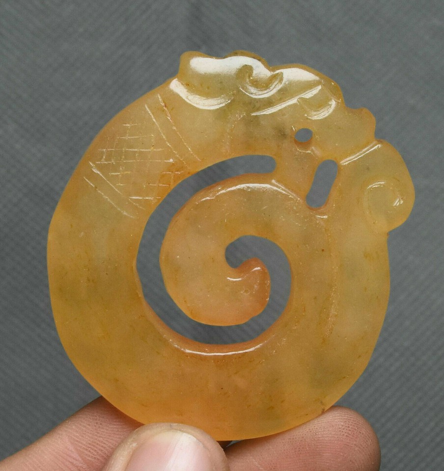 6CM Rare Chinese Dynasty Hetian Old Jade Dragon Beast Animal Yubi Yu Bi ...