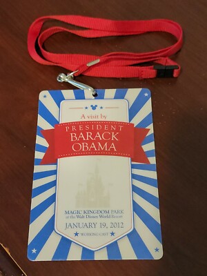 WALT DISNEY WORLD PRESIDENT BARACK OBAMA VISIT CAST MEMBER LANYARD 2012 ...