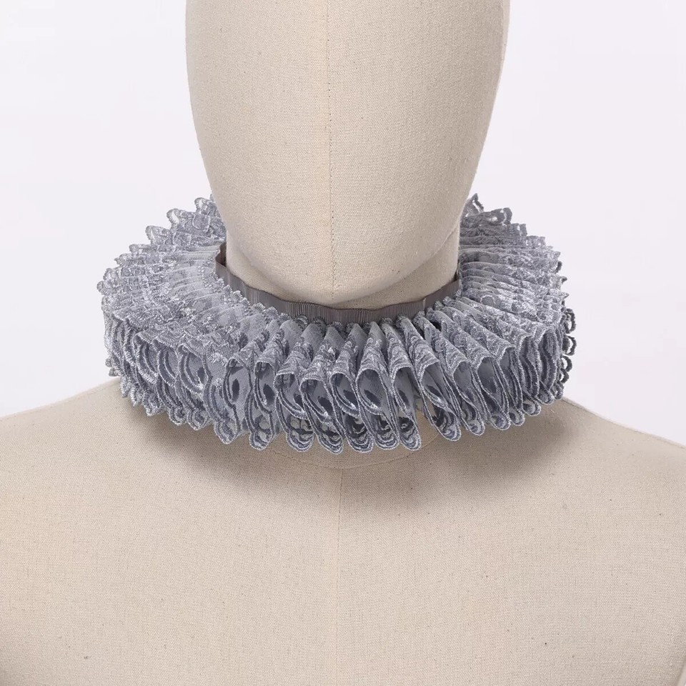 Elizabethan Ruff Collar Victorian Glitter Ruff Collar Renaissance Neck ...