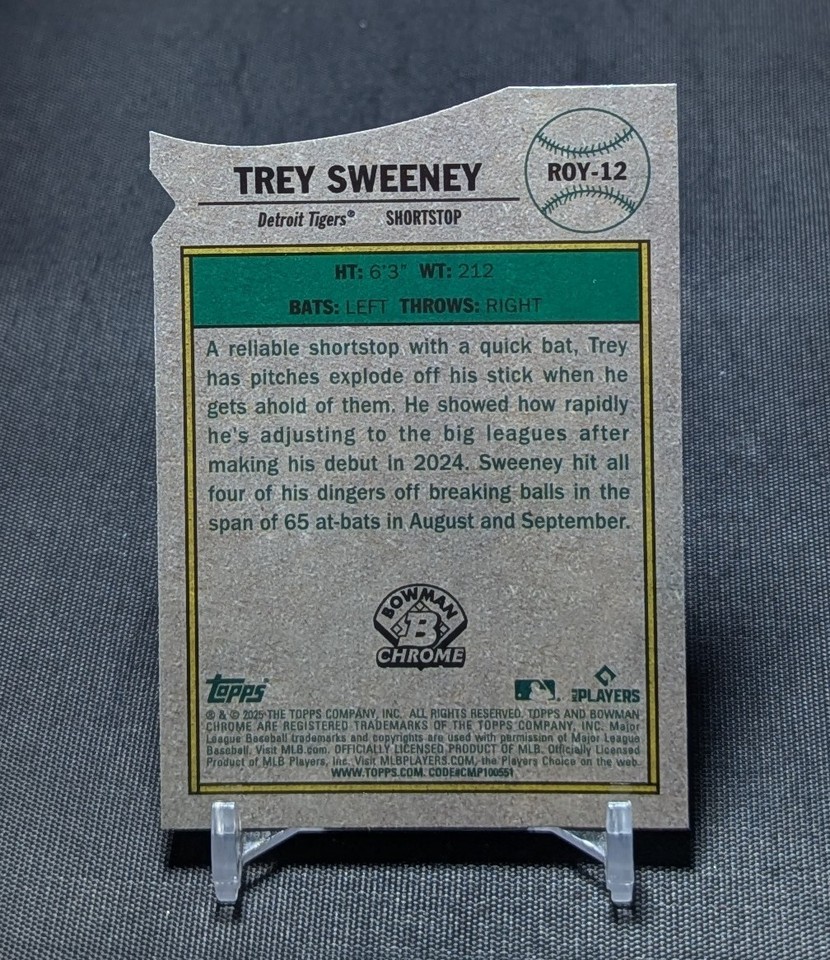 Trey Sweeney Die Cut Rookie Of The Year Favorites 2025 Bowman Card ROY ...