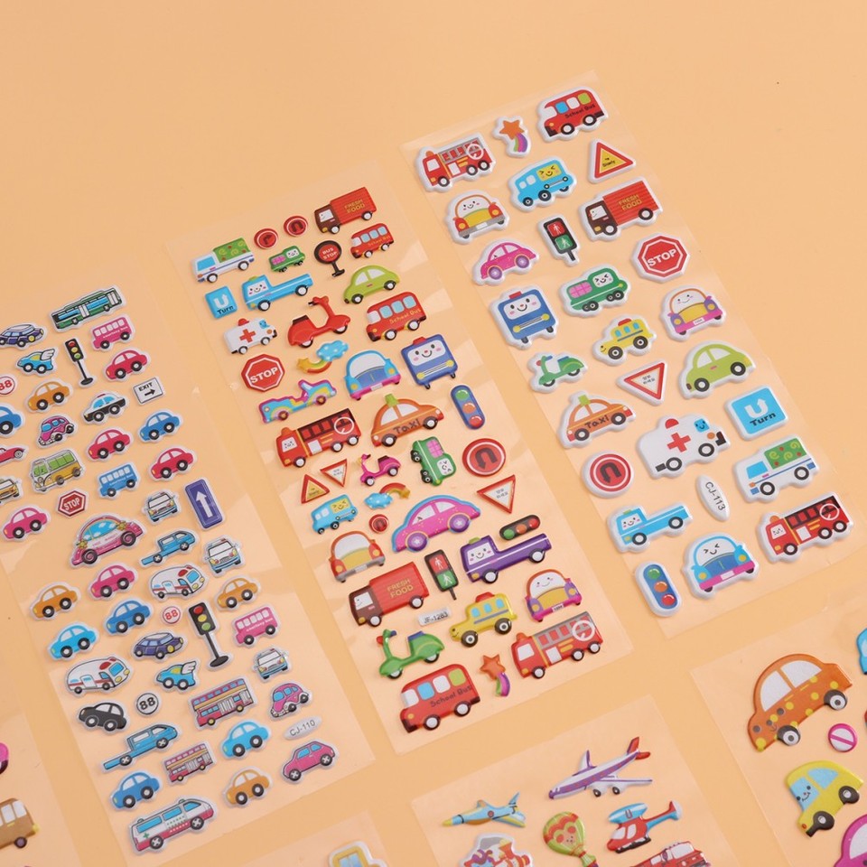 8pcs Kids Stickers Bubbles Cartoon Vehicle Stickers for Children ...