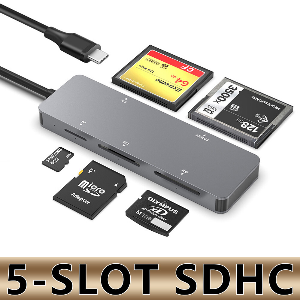 5-Slot SuperSpeed USB-C to CFast/CF/XD/SD/MicroSD Card Reader USB 3.2 ...