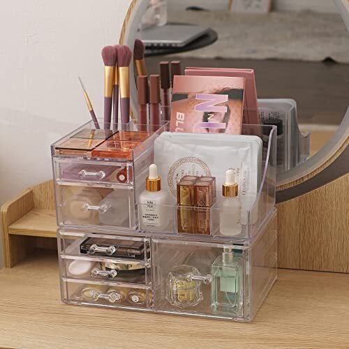 Clear Makeup Organizer and Storage For Vanity,Large Acrylic Cosmetics 6 ...