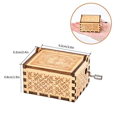Wood Music Box, Wooden Hand Crank Musical Instrument with Auntie to ...