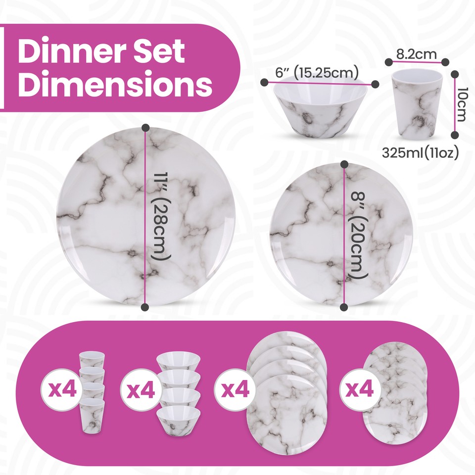 Melamine Dinnerware Bowl Plates Cups Round Dinner Set Best Tableware ...