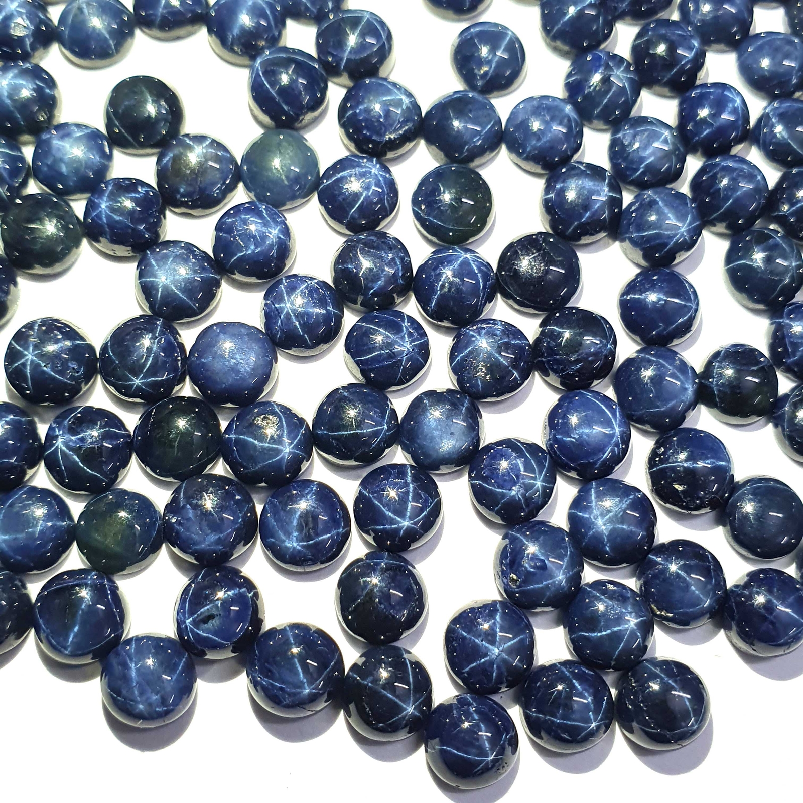 Natural Star Blue Sapphire Diopside Round Cabochon Gemstone Lot 8 Pcs 6 ...