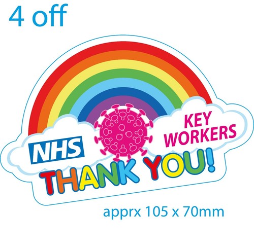 4 off 105mm RAINBOW Window / Wall Vinyl Sticker THANK YOU NHS Pink | eBay