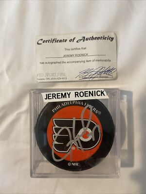 Autographed, hockey puck Jeremy Roebuck Philadelphia Flyers With COA | eBay
