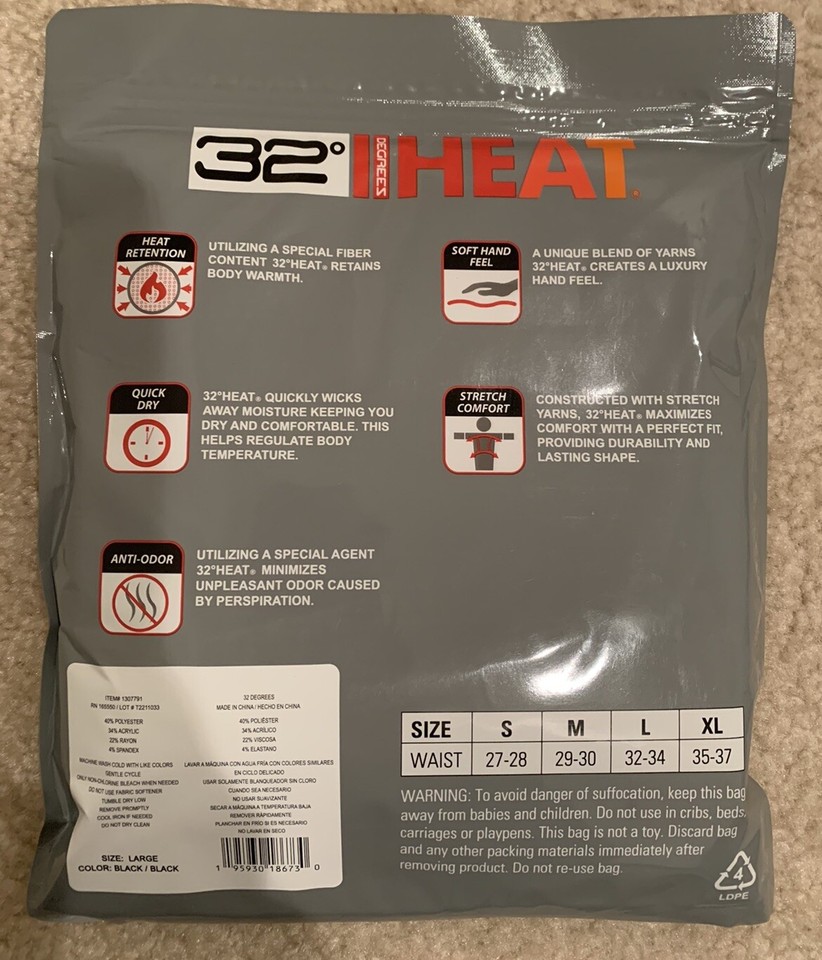 L NIP 32 Degrees Heat Women's 2 Pack Black Base Layer Pants NEW | eBay