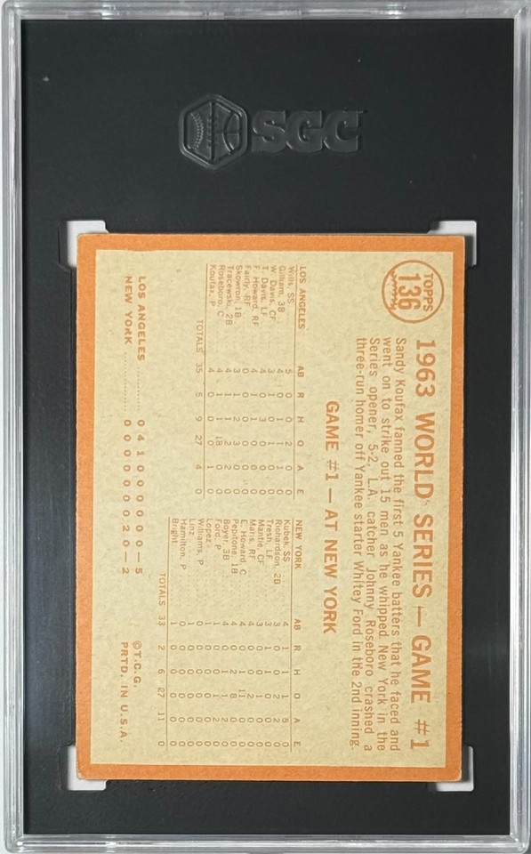 Sandy Koufax 1964 Topps #136 World Series Game #1 SGC 3 Baseball | eBay