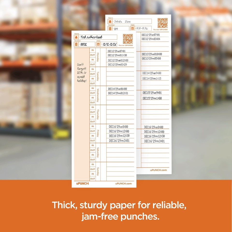 uPunch 100 Time Cards for CR1000 Digital Time Clock and Date Stamp | eBay