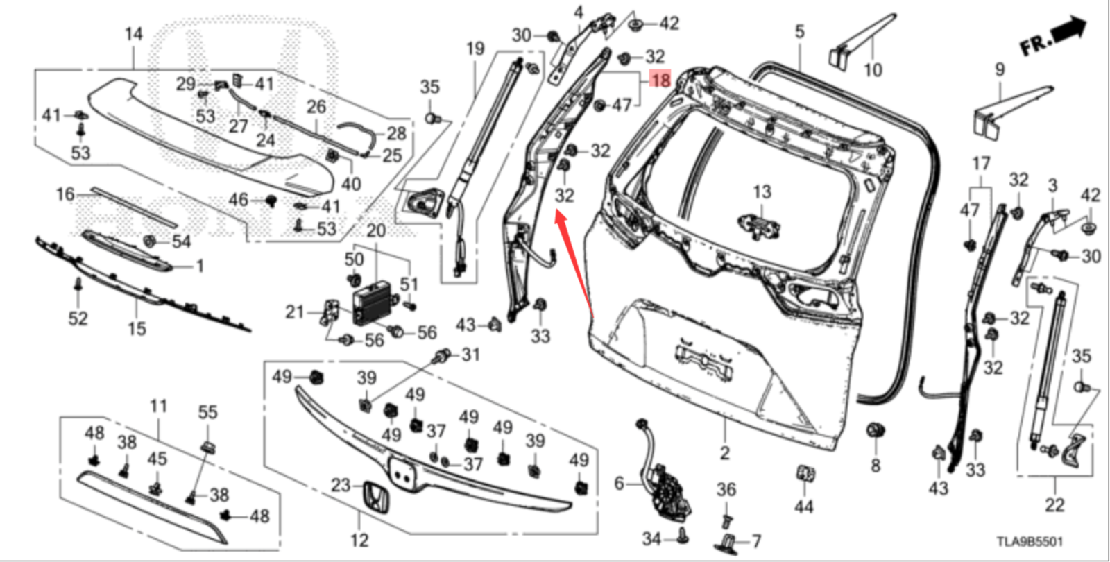 2017-2020 Honda CR-V OEM Power Liftgate Pinch Sensor Left 74954-TLA-A51 ...