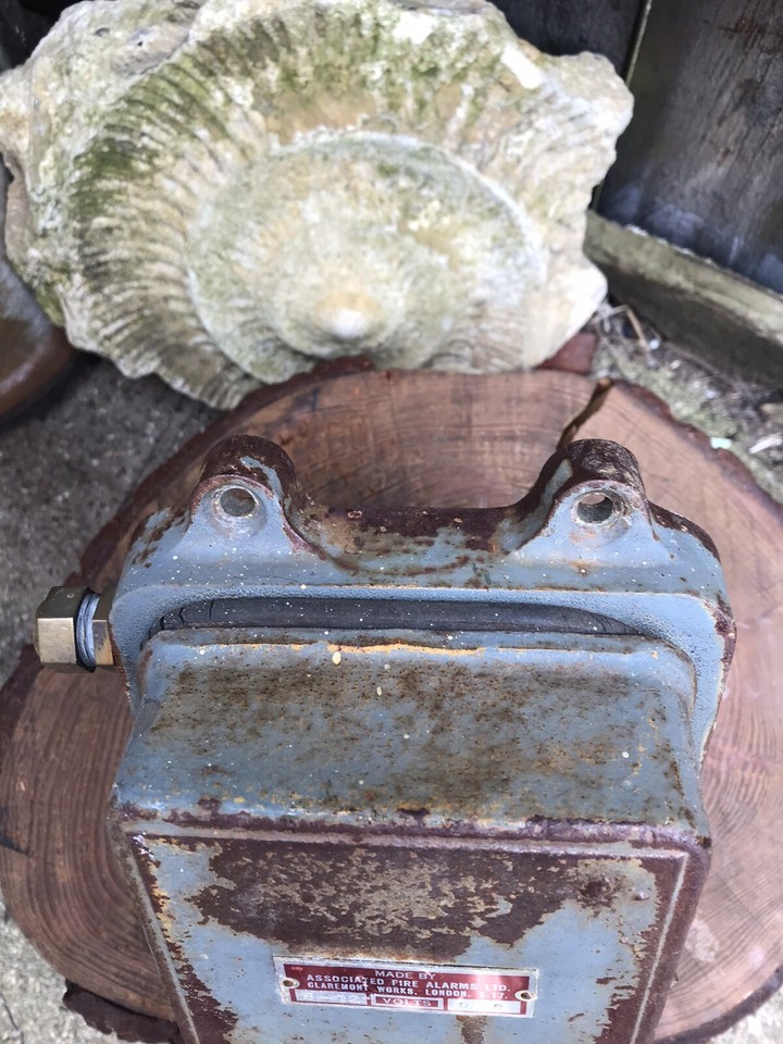 Vintage 1950's fire alarm bell chrome cast iron brass Associated Fire ...