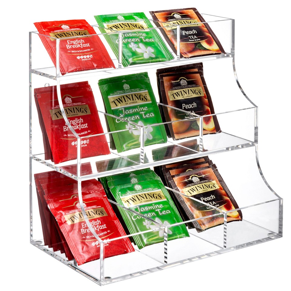 Clear Acrylic 3 Tier Tea Bag Organizer, Teabag Storage Holder & Server ...