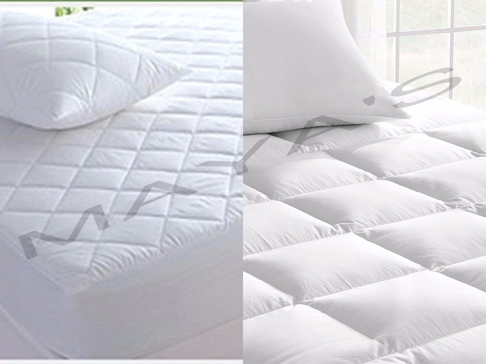 Quilted Mattress Protector Topper Fitted Elasticated Bed Cover Extra ...