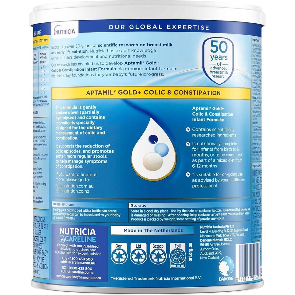 Aptamil Gold+ Colic & Constipation Baby Infant Formula From Birth to 12 ...
