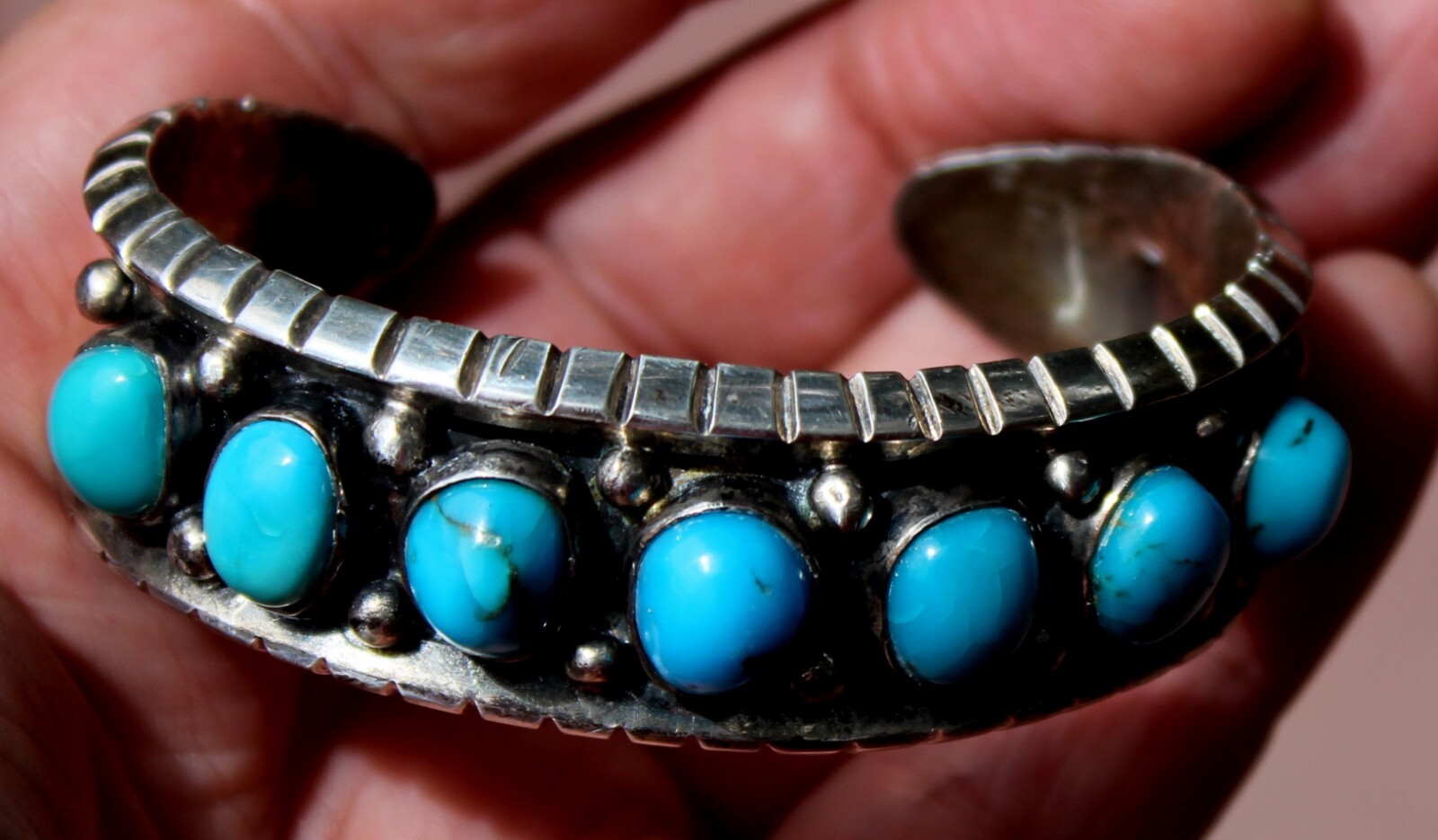 Hefty Old Pawn Navajo Handmade Sterling Silver & Blue… - Gem