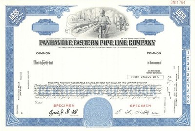 Panhandle Eastern Pipe Line Co. - Specimen Stock Certificate - Specimen ...
