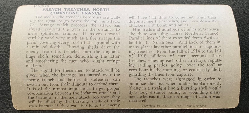 FRENCH TRENCHES NORTH COMPIEGNE FRANCE WORLD WAR 1 KEYSTONE STEREOVIEW ...