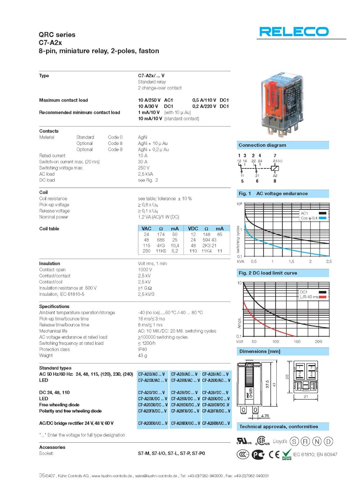 RELECO C7-a20x Relay With Base 120vac for sale online | eBay