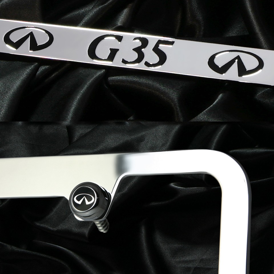 For Infiniti G35 Chrome Black Cast Zinc Metal License Plate Frame Logo ...