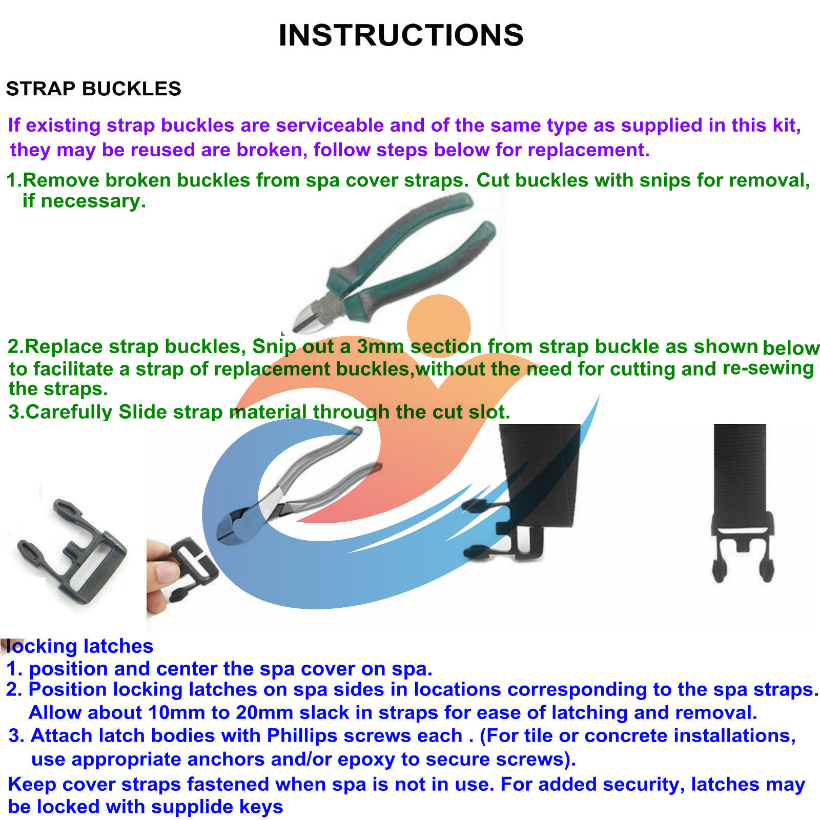 5 Key Lockable Safety Buckle Latch Pool Spa Lock Hot Tub Cover Boat ...