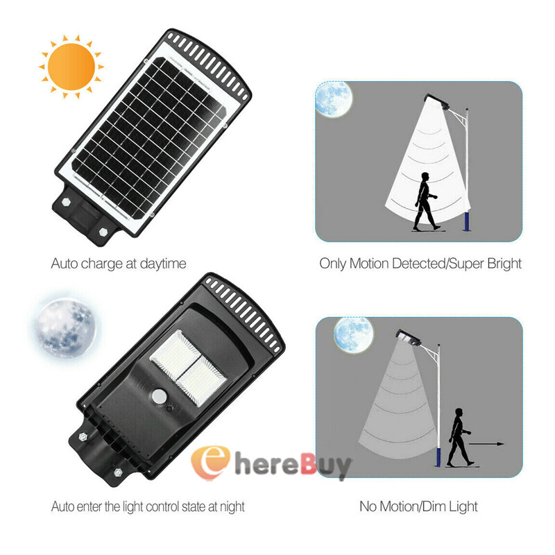 Solar Wall Lights Pathway Motion Sensor 1600W LED Bulb Outdoor Lamps ...