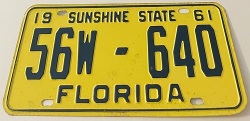 Vintage 1961 Florida License Plate 56W-640 Hamilton County Jasper ...