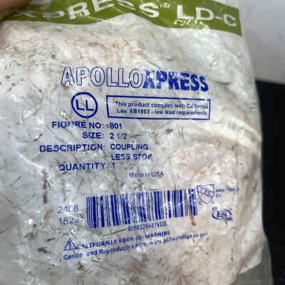 Apollo Express 2 1/2" Coupling Less Stop Fitting 801 | eBay