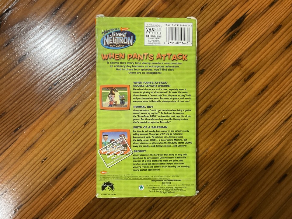 The Adventures of Jimmy Neutron When Pants Attack 2003 Promotion VHS ...