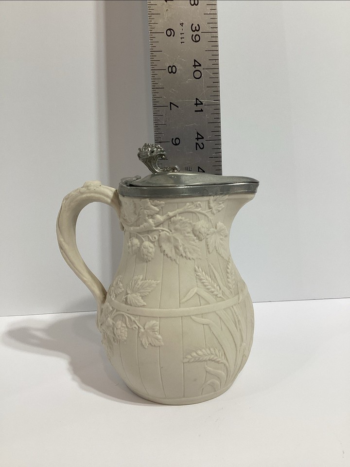 Antique Victorian English Parian Ware Pewter Lid Pitcher-Jug 6” 1890 | eBay