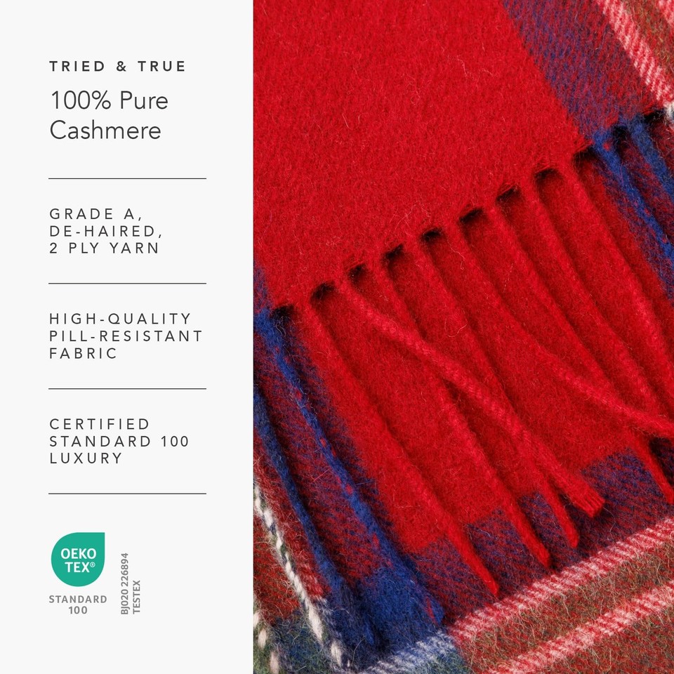 Fishers Finery Women's 100% Pure Cashmere Luxurious Scarf (Red Nvy ...