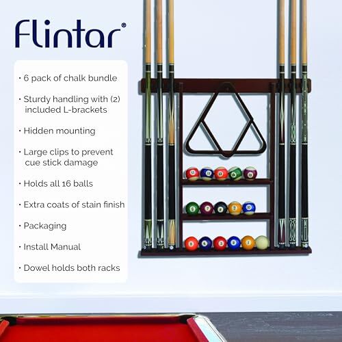 Wall Mount Cue Rack, Premium Quality Made in TAIWAN, Billiard Pool Cue ...