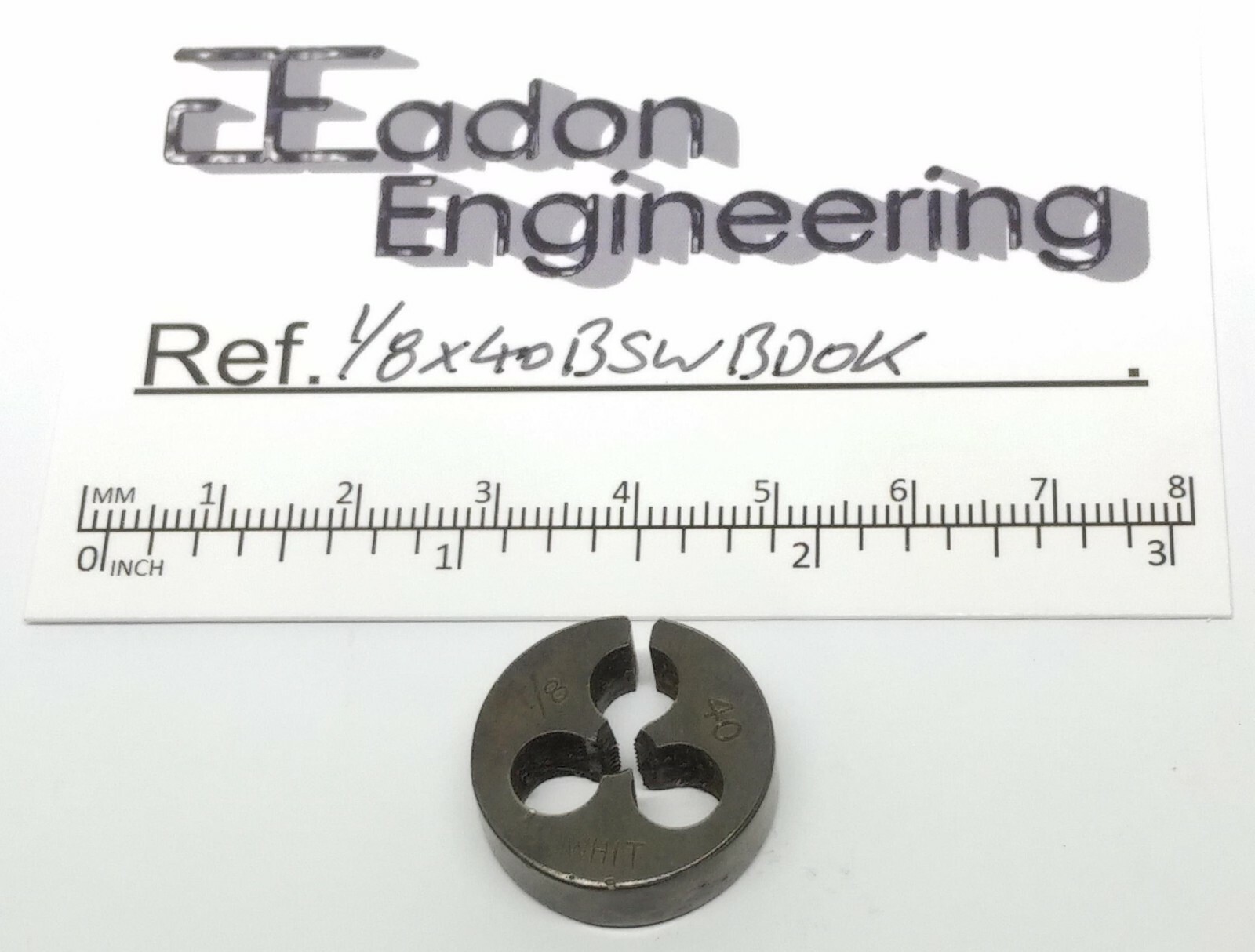 1/8" x 40TPI BSW (British Standard Whitworth) Button Die, HSS. By top ...