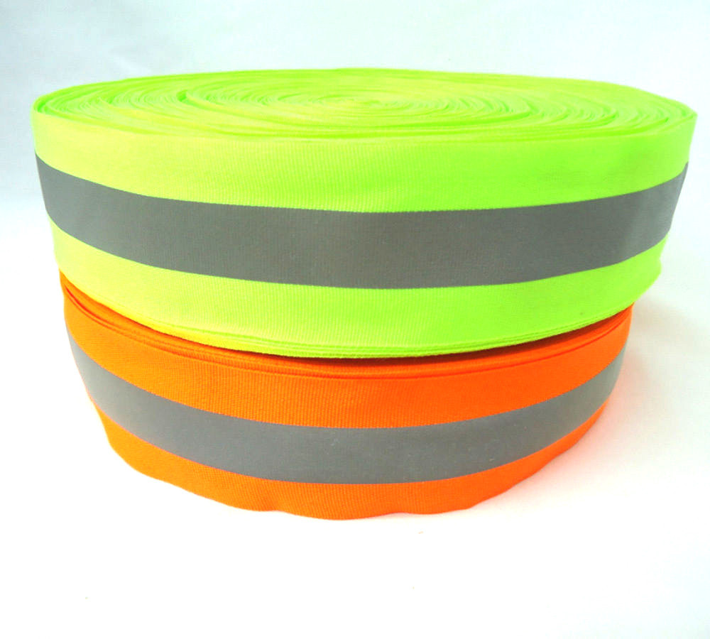 50m Silver Reflective Tape Strip Sew-On lime Orange Fabric ,Width 2" | eBay